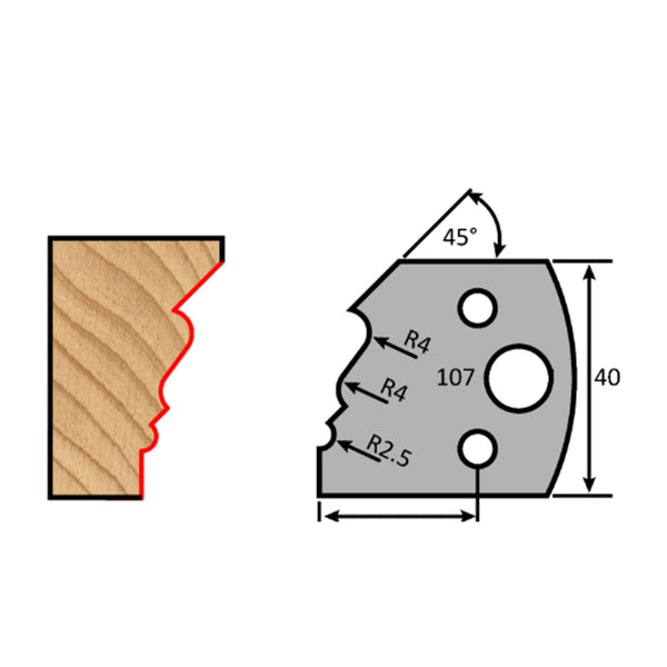 Couteau à profil de moulure couronnée, épaisseur 4 mm, longueur 40 mm – OutilMag